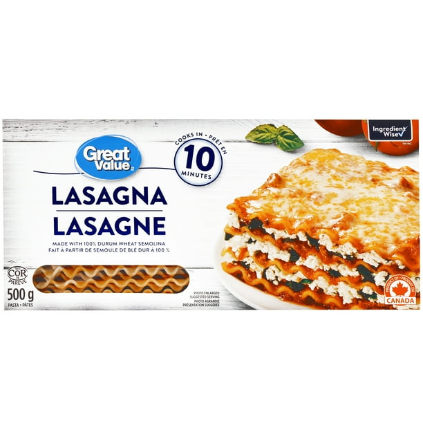 Great Value Lasagna Pasta, 500 g - Walmart.ca