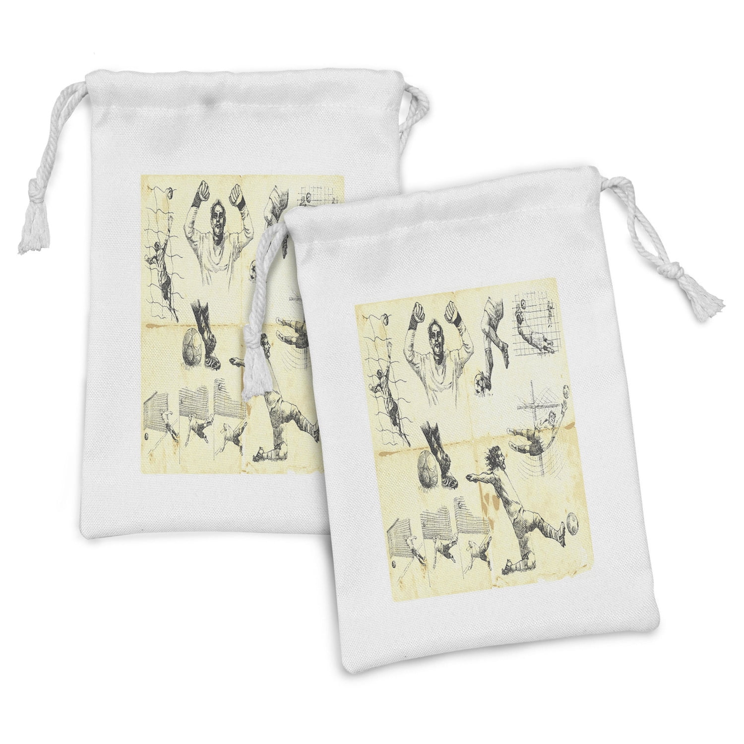 Soccer Fabric Pouch Set of 2, Arrangement of Different Soccer Player ...