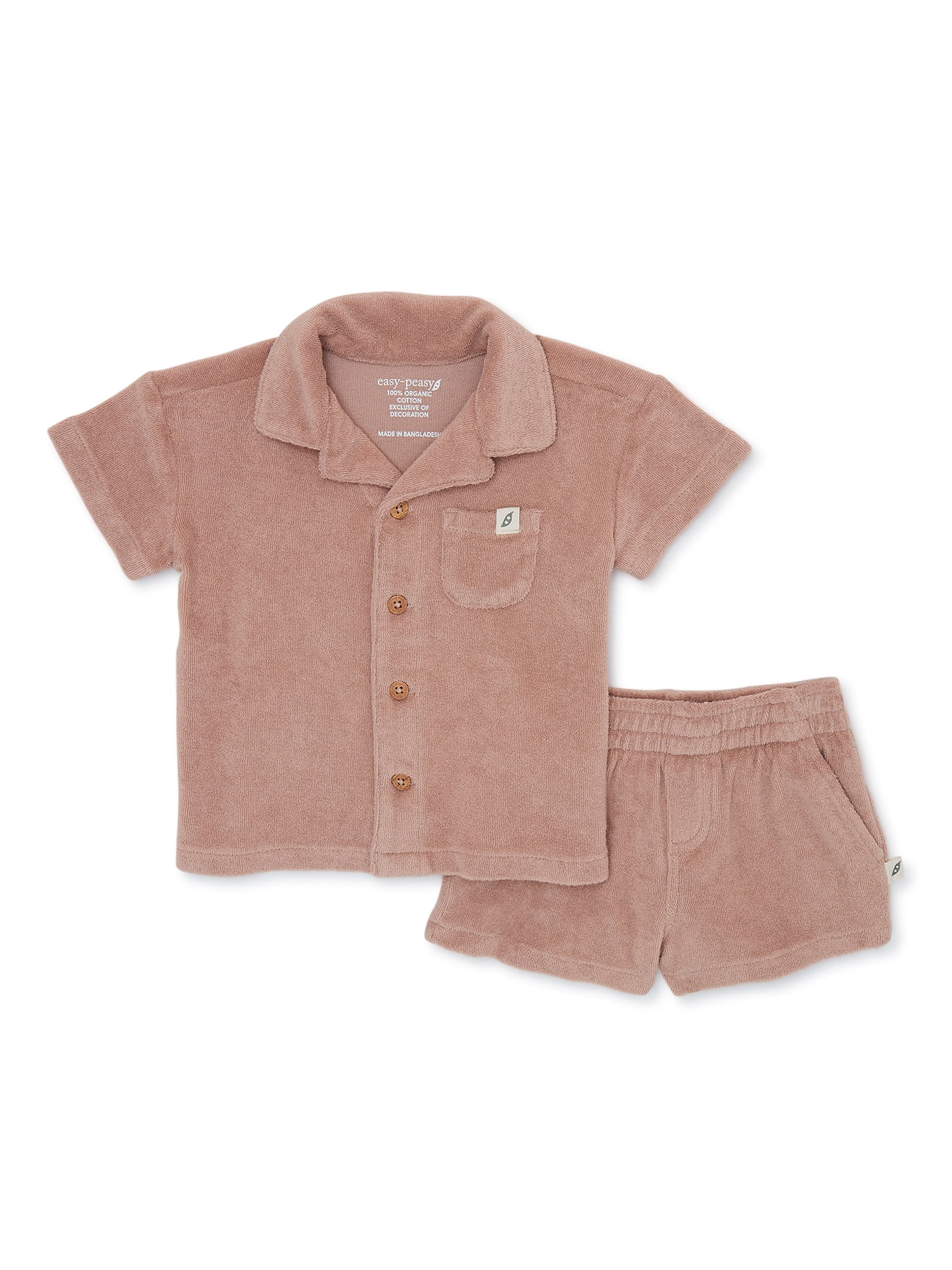 easy-peasy Baby Boy Terry Cloth Shirt and Shorts Set, 2-Pieces, Sizes 0 ...