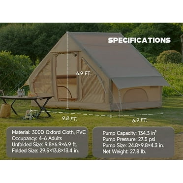 ONLYCTR Instant Adult Inflatable Camping Tent, 4 Season Outdoor Tent with Pump, Easy Setup, Mesh ...