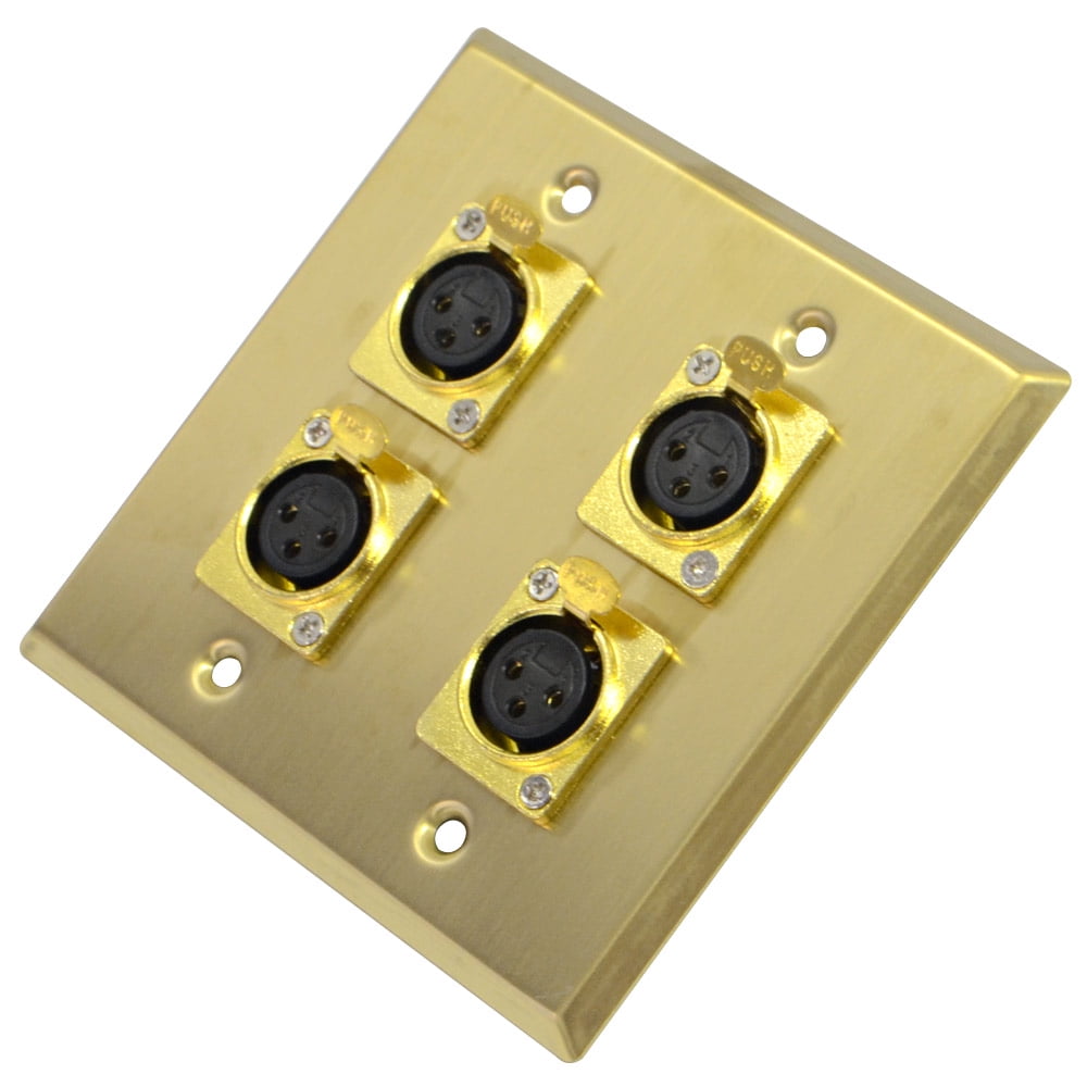 Seismic Audio Gold Stainless Steel Wall Plate - 2 Gang with 4 XLR ...