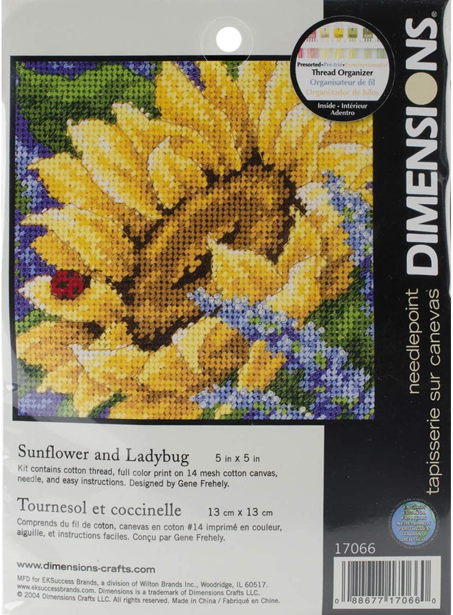 Dimensions Needlepoint Kit, Sunflower and Ladybug Floral Needlepoint, 5 ...