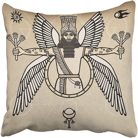 Decorative Throw Pillow Case Cushion Cover Ancient Assyrian Winged ...