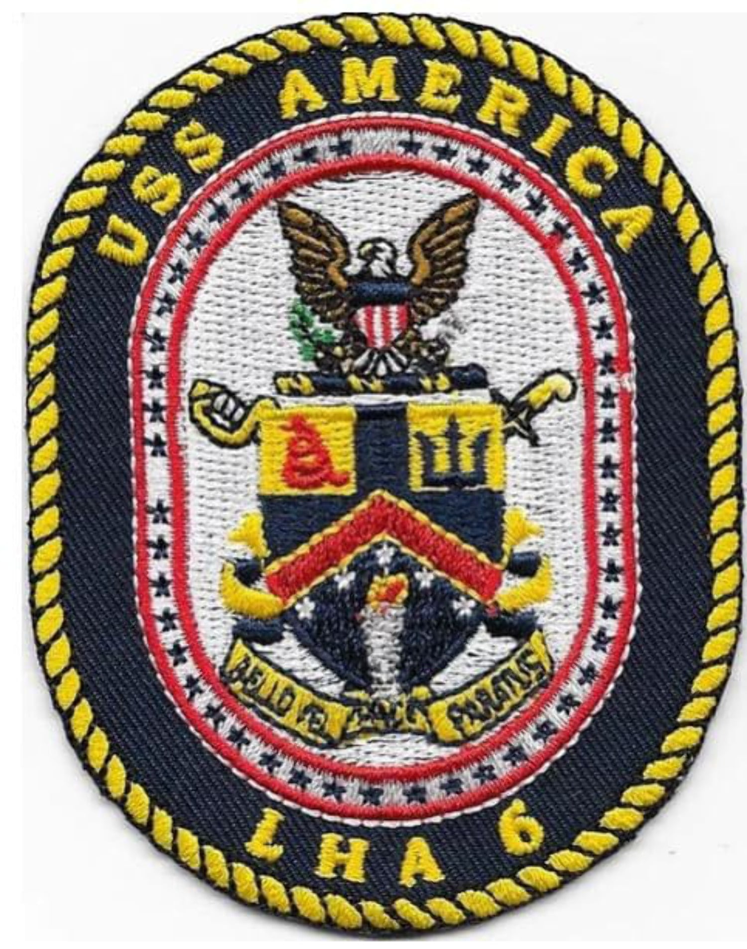 USS America LHA-6 Patch – Sew On, 4 inch, Embroidered, Navy Patch ...