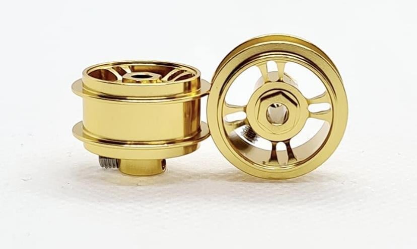 Staffs Slot Cars 4 Spoke Modern Gold Alloy Wheels 15.8 x 8.5mm x 2 ...