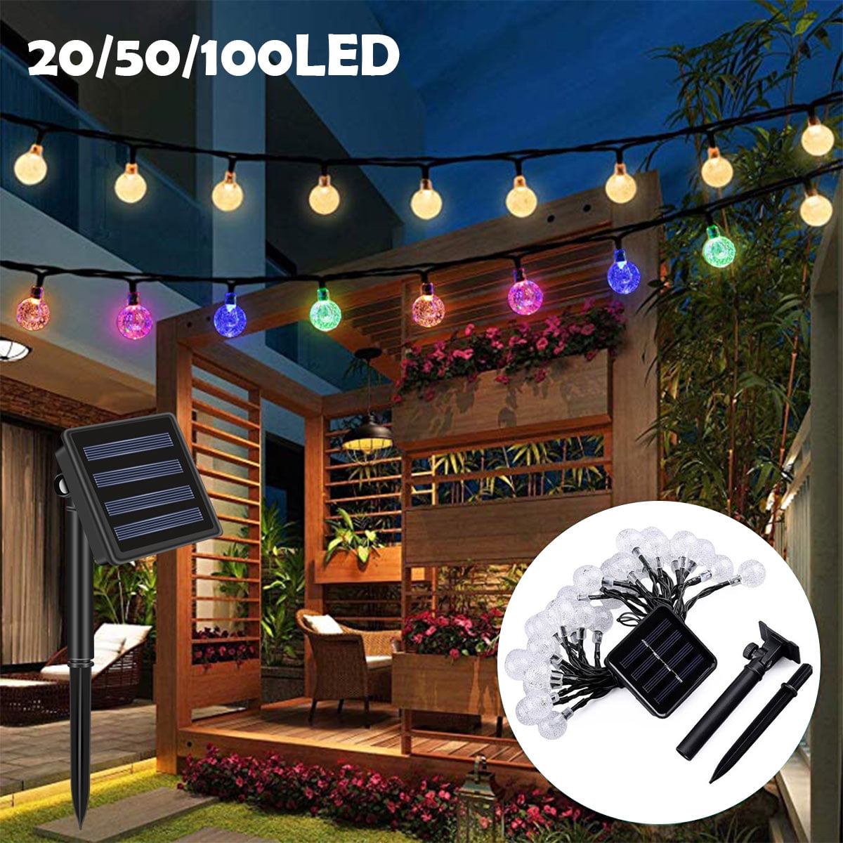 Solar String Lights Globe String Lights IP44 Waterproof String Fairy ...