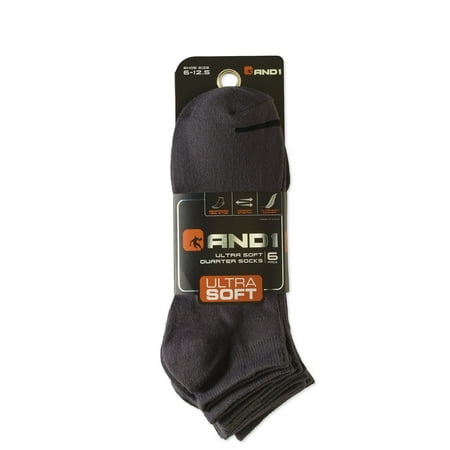 AND1 - Men's Ultra Soft Socks Quarter, 6 Pack - Walmart.com - Walmart.com