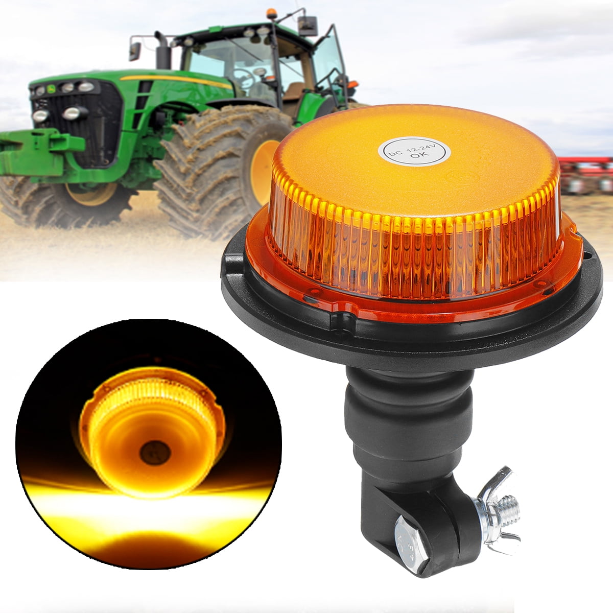Amber LED Emergency Warning Flash Strobe Beacon Tractor Truck Light ...