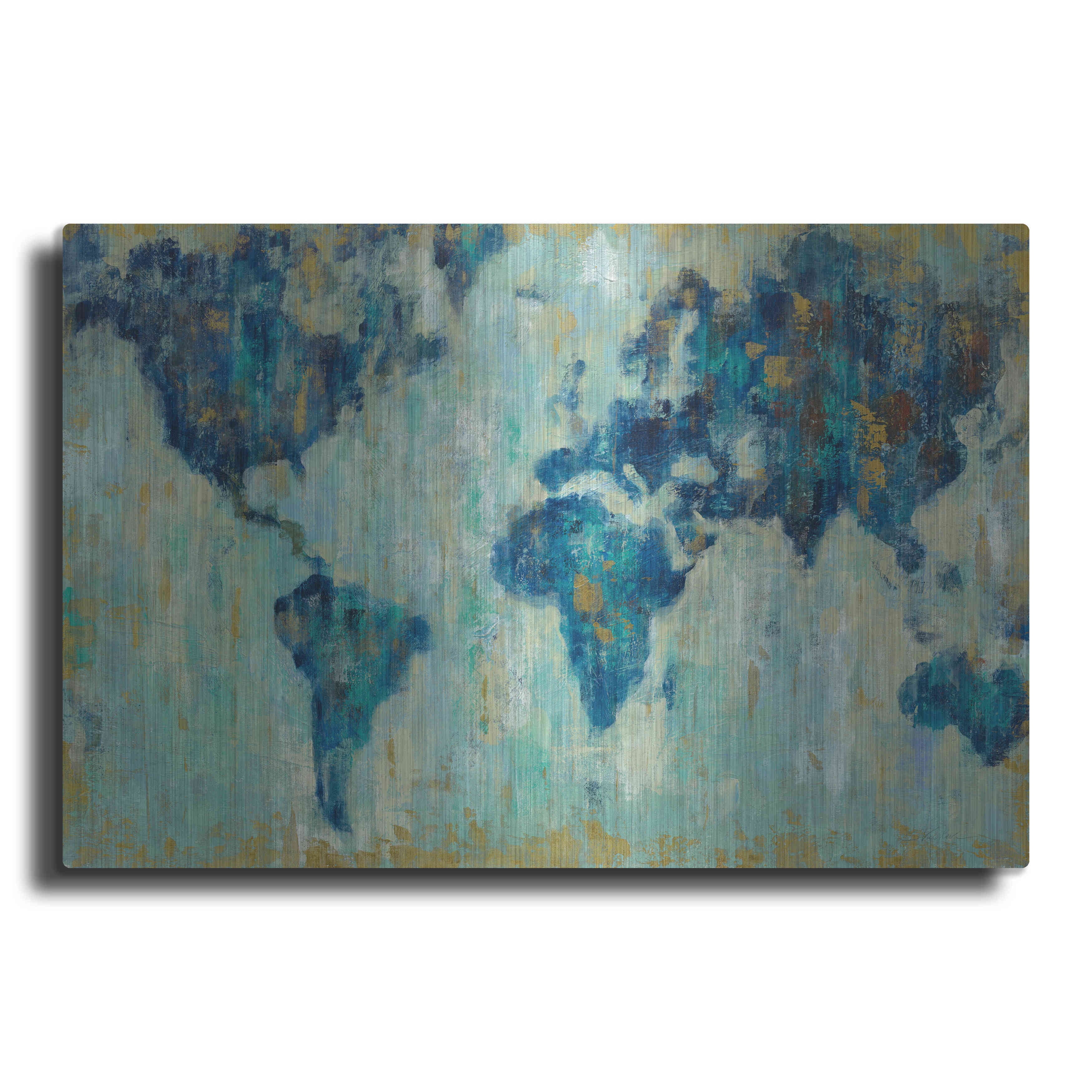 Luxe Metal Art 'Map Of The World' by Silvia Vassileva, Metal Wall Art ...