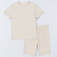 Ashyfjp Kids Casual Home Outfit Set Simple Solid Color Short Sleeve T ...