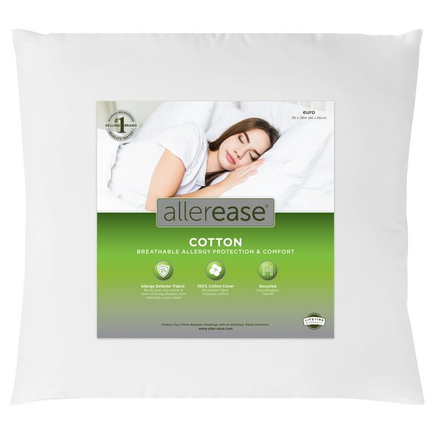 Aller-Ease Medium Standard Cotton Euro Pillow - Walmart.com
