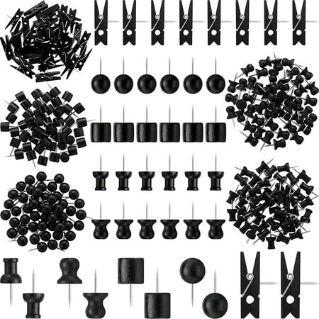 230 Pieces Wooden Push Pin Walnut Push Pins Round Head with Wooden ...