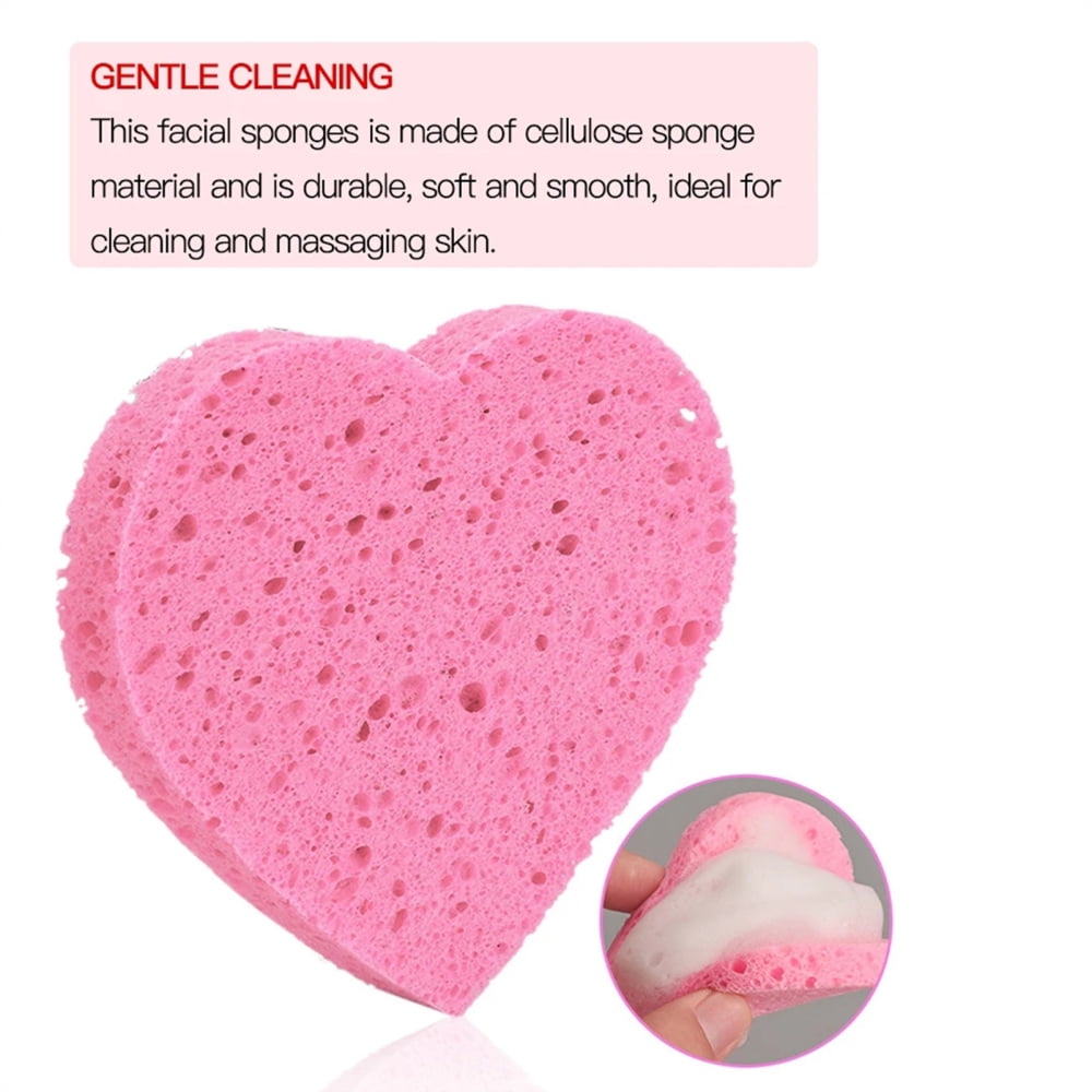 Heart Shape Face Sponge Facial Sponges Compressed Natural Cellulose ...