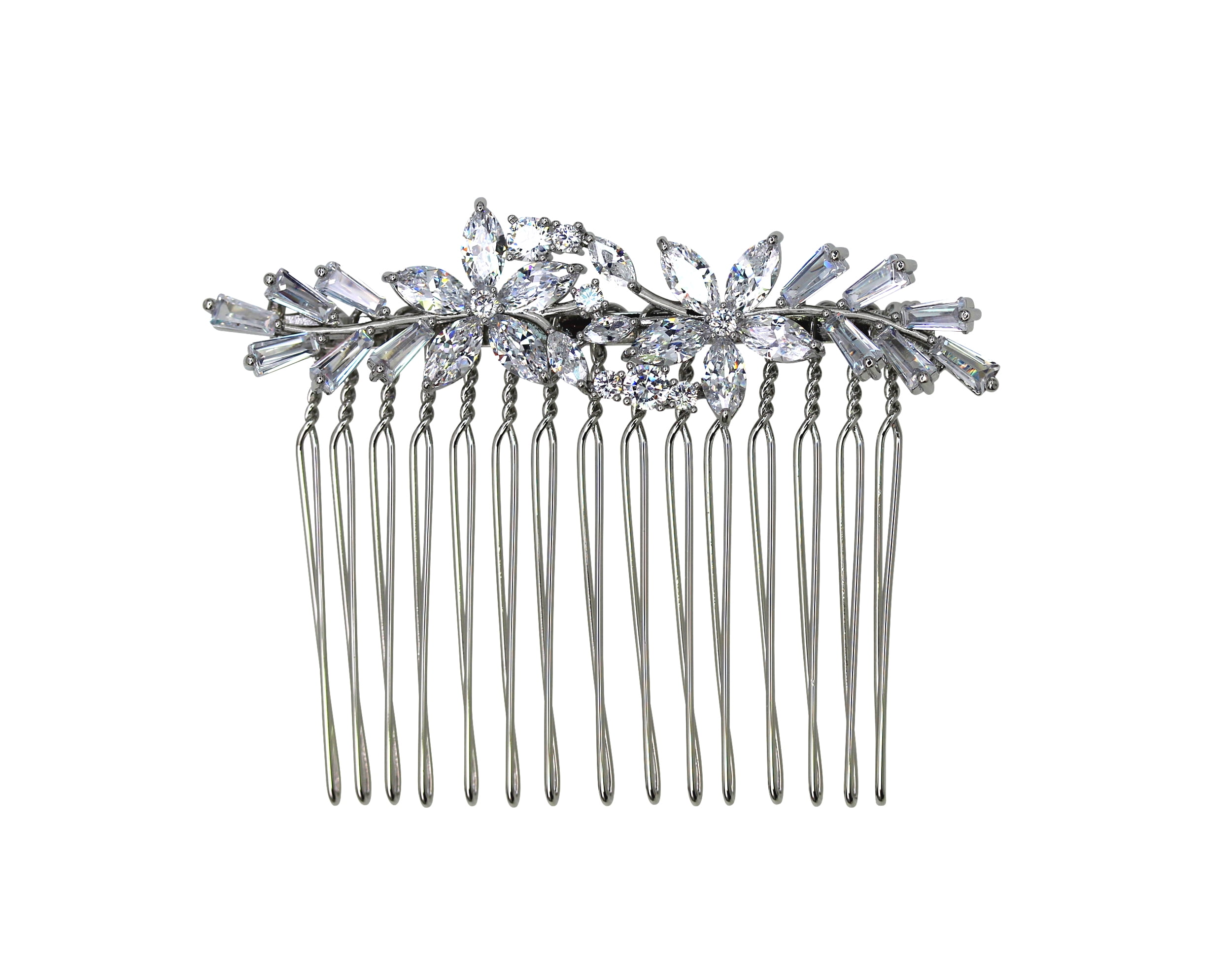 Faship Gorgeous Clear CZ Crystal Floral Hair Comb - Walmart.com