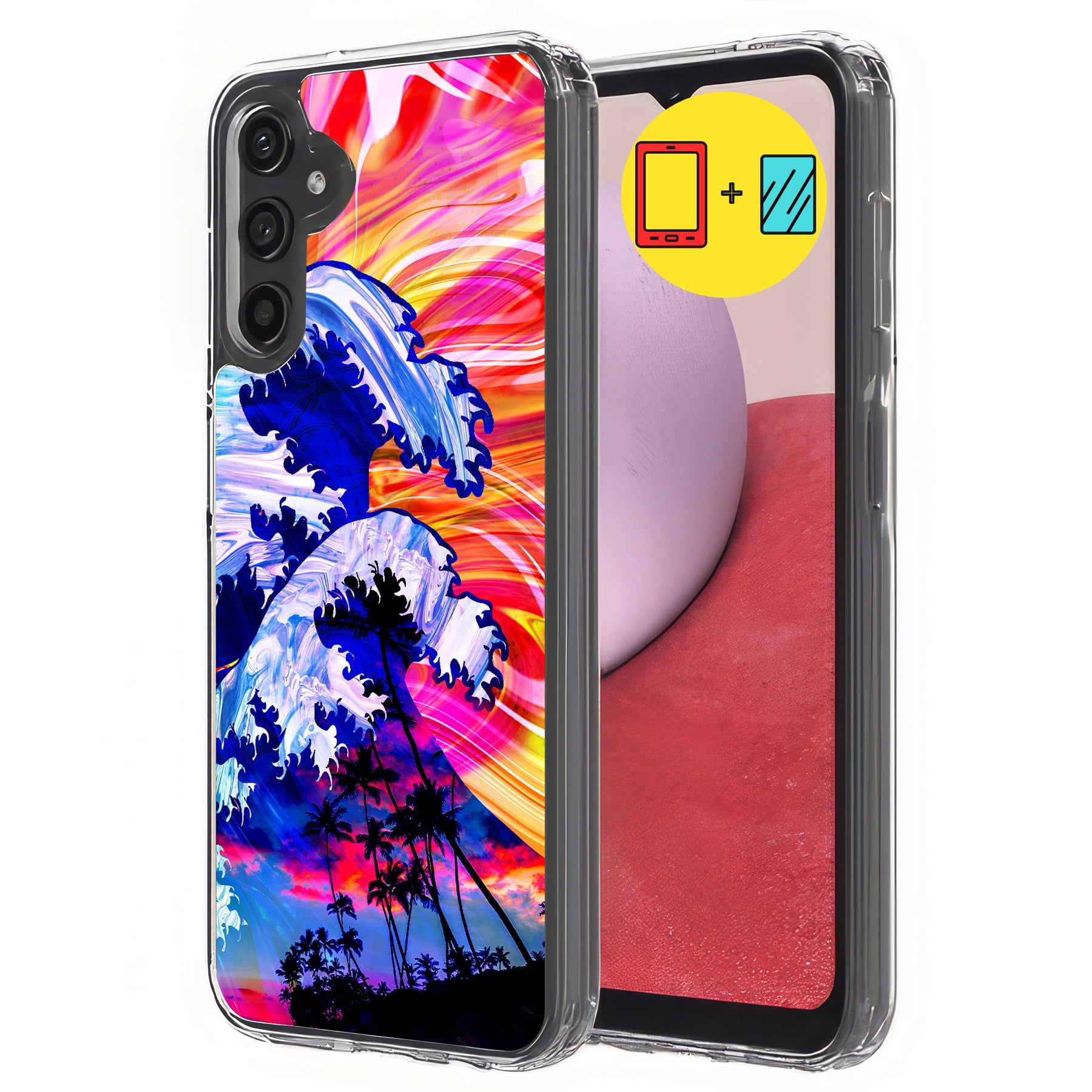 TalkingCase Slim Phone Case Compatible for Samsung A54 5G (2023), Summer Wave Print, w/ Tempered ...