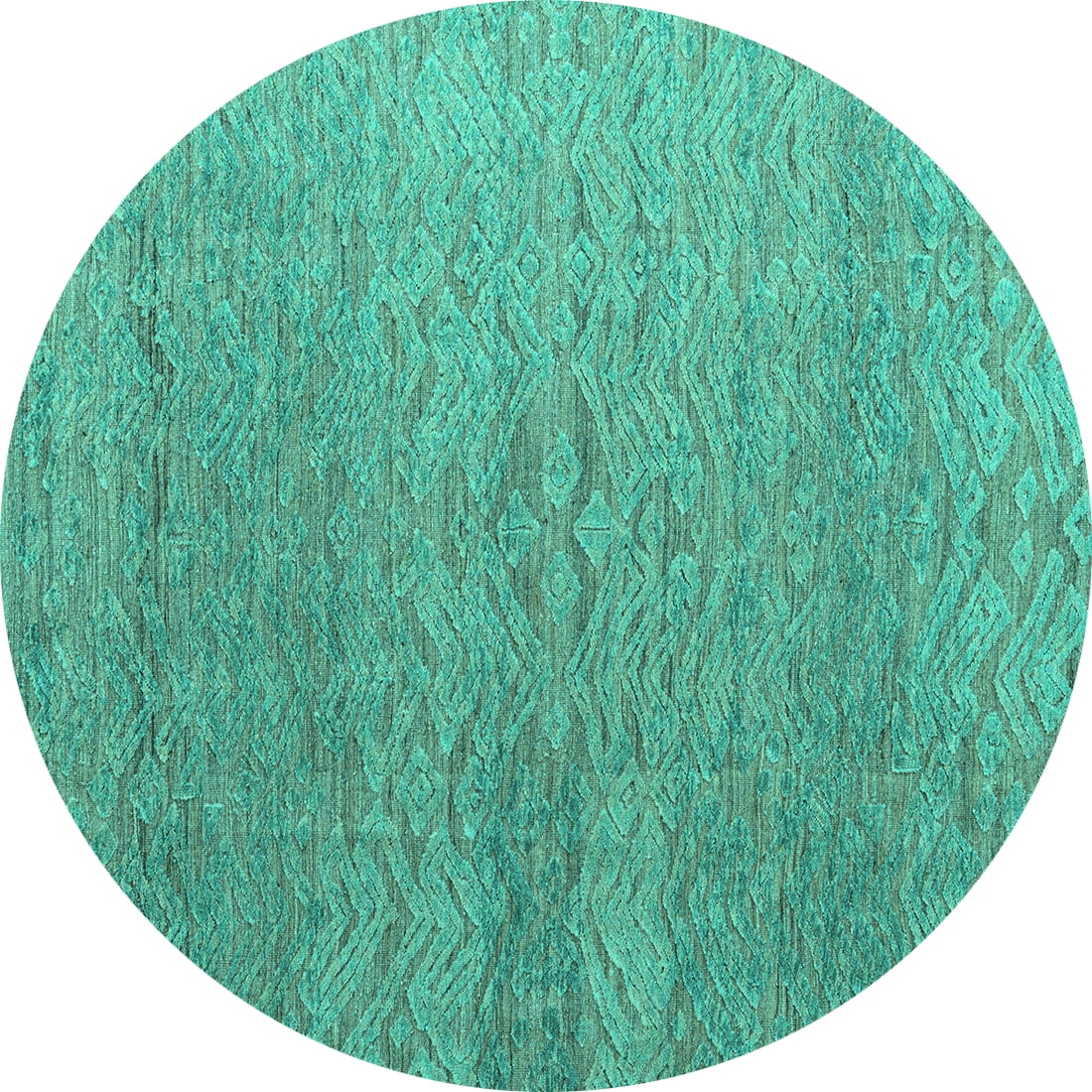Ahgly Company Indoor Round Abstract Turquoise Blue Modern Area Rugs, 4 ...