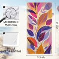 Boho towels A painting of colorful leaves on a pink background towel ...