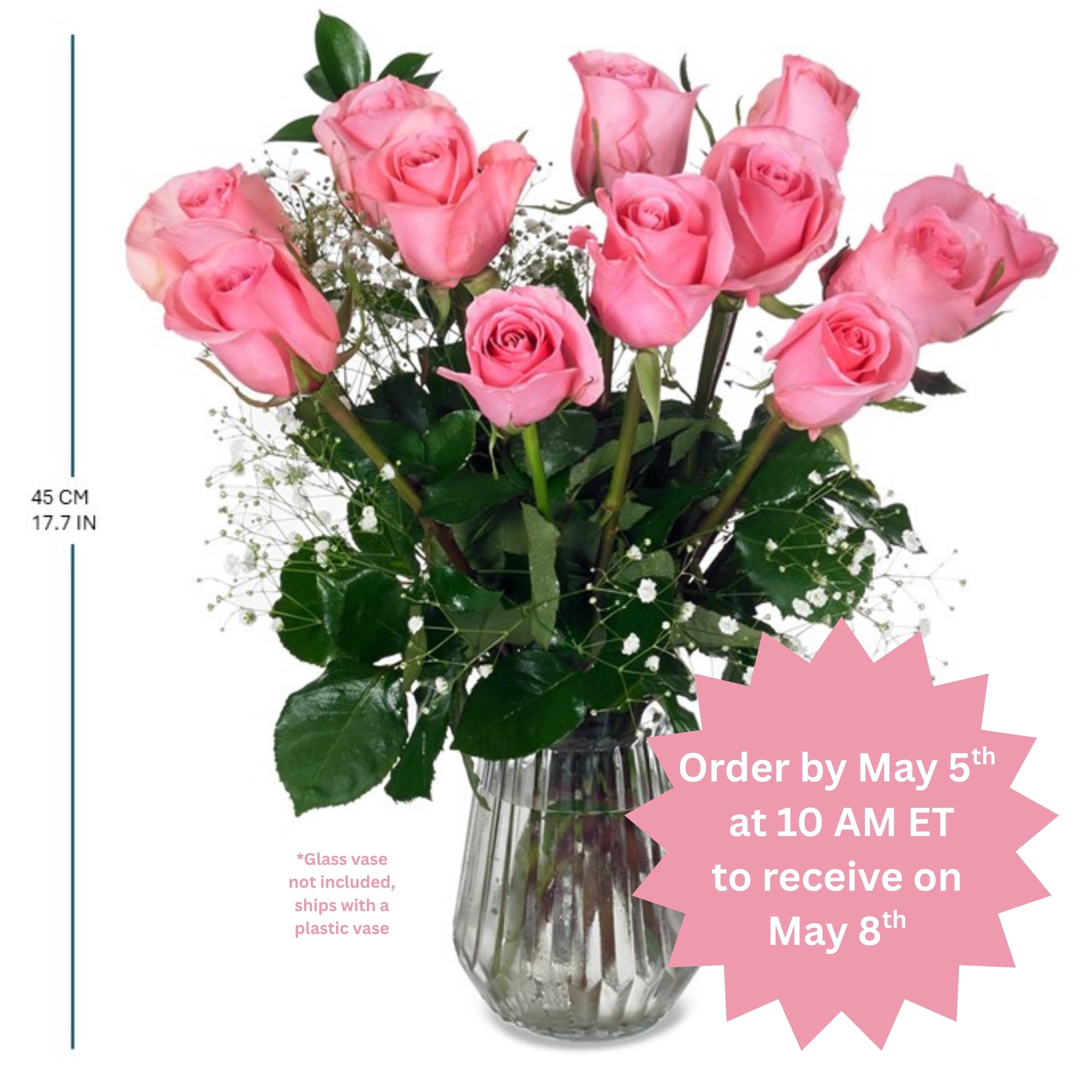 Click here for Blooms To Go Fresh Flowers - Dozen Pink Roses 45 C... prices