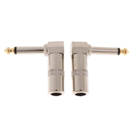 Quarter Inch Adapter 6.35mm Male MicrophonePlug Plated 2 Pack 90 degree ...