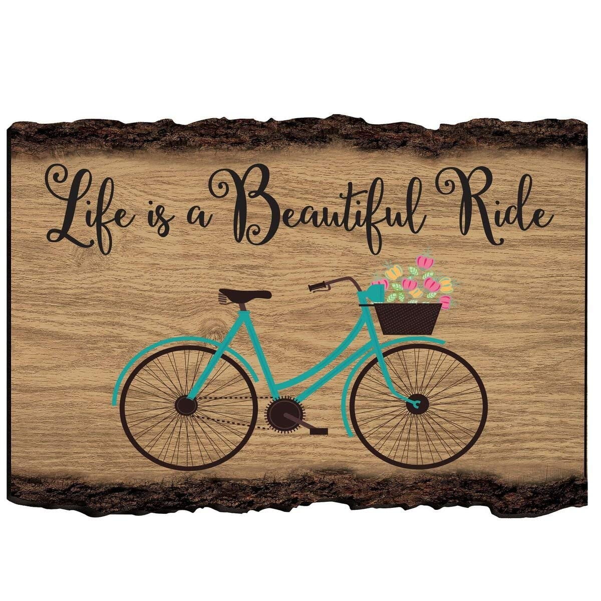 Life Is Beautiful Wooden Bark Bicycle Wall Sign - Walmart.com