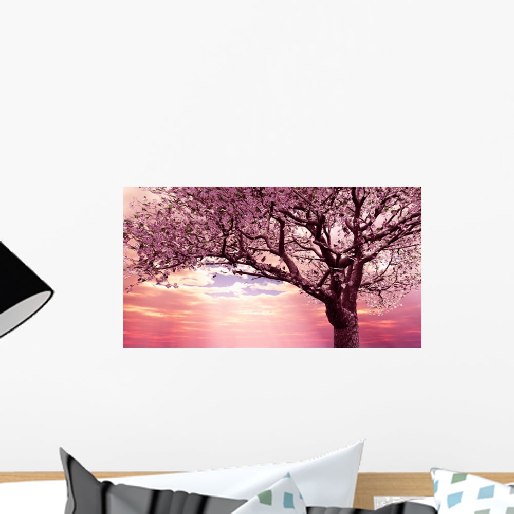 Blossoming Cherry-tree Wall Mural by Wallmonkeys Peel and Stick Graphic ...
