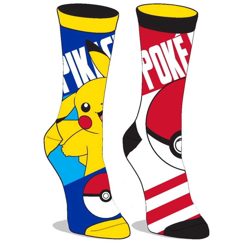 Pokémon - Pokemon Reversible Pikachu/ Pokeball Adult Crew Socks ...