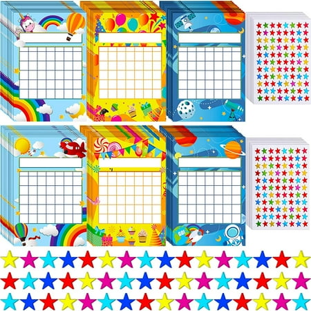 Incentive Chart Colorful Rainbow Space Theme Party Incentive Pad and ...