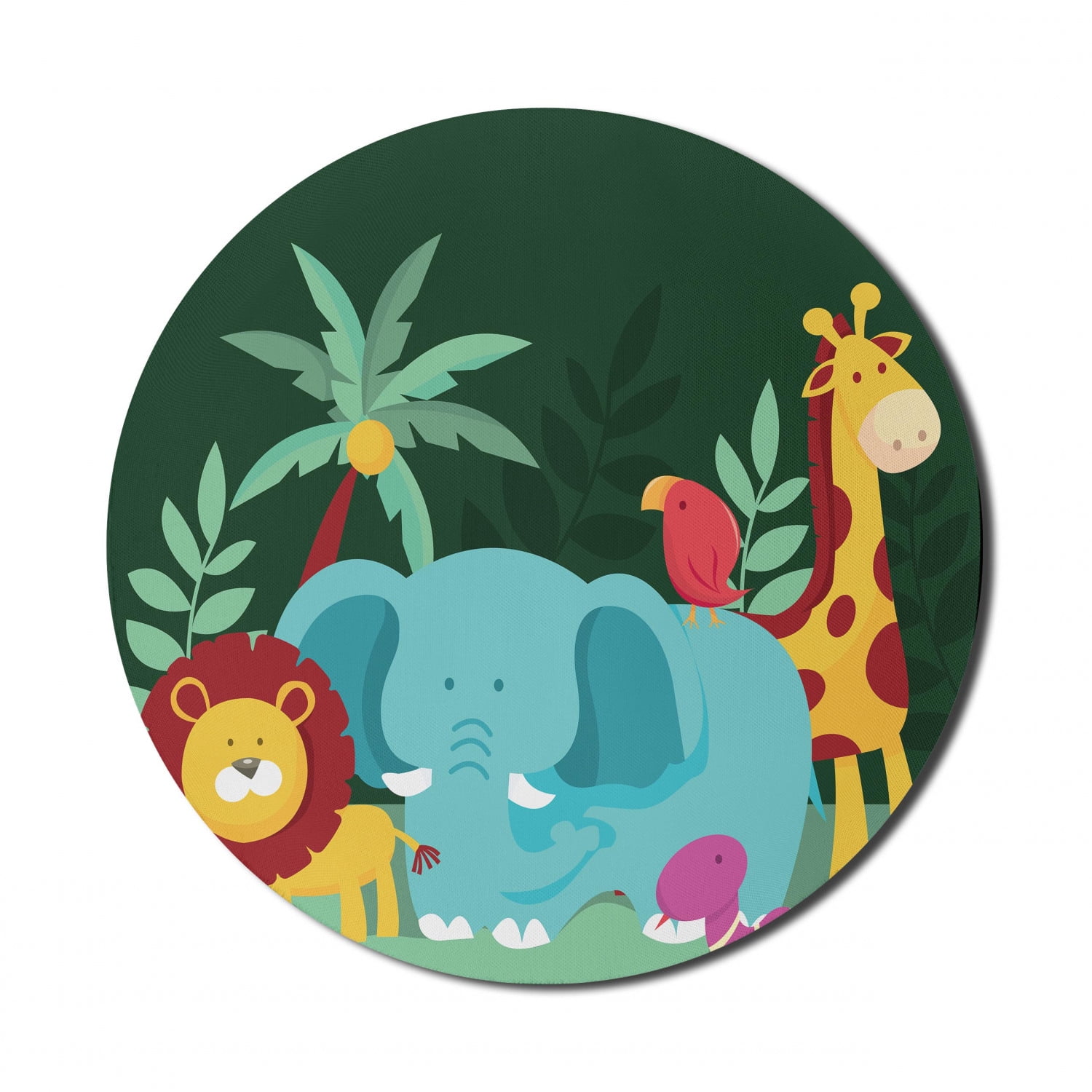 Jungle Mouse Pad for Computers, Rainforest Zoo Animals Giraffe Snake ...