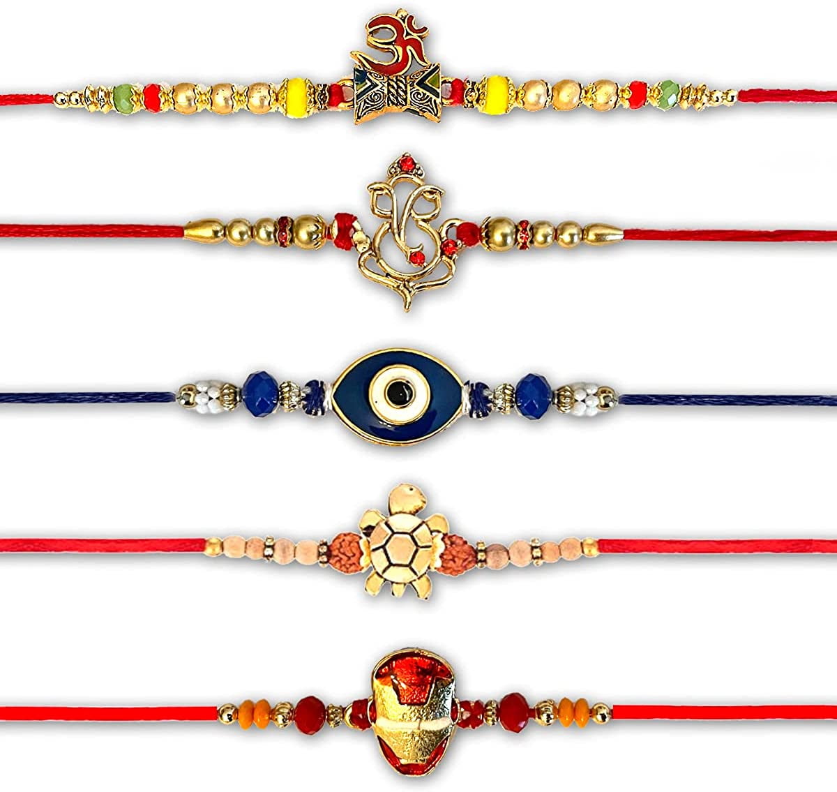 Rakhi for Brother Set of 5 on Raksha Bandhan | Rakih Bracelets Set of 5 ...