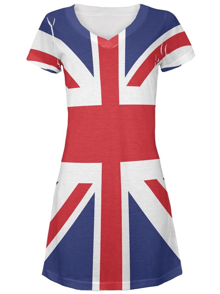 British Flag Union Jack Juniors V-Neck Beach Cover-Up Dress - Walmart.com
