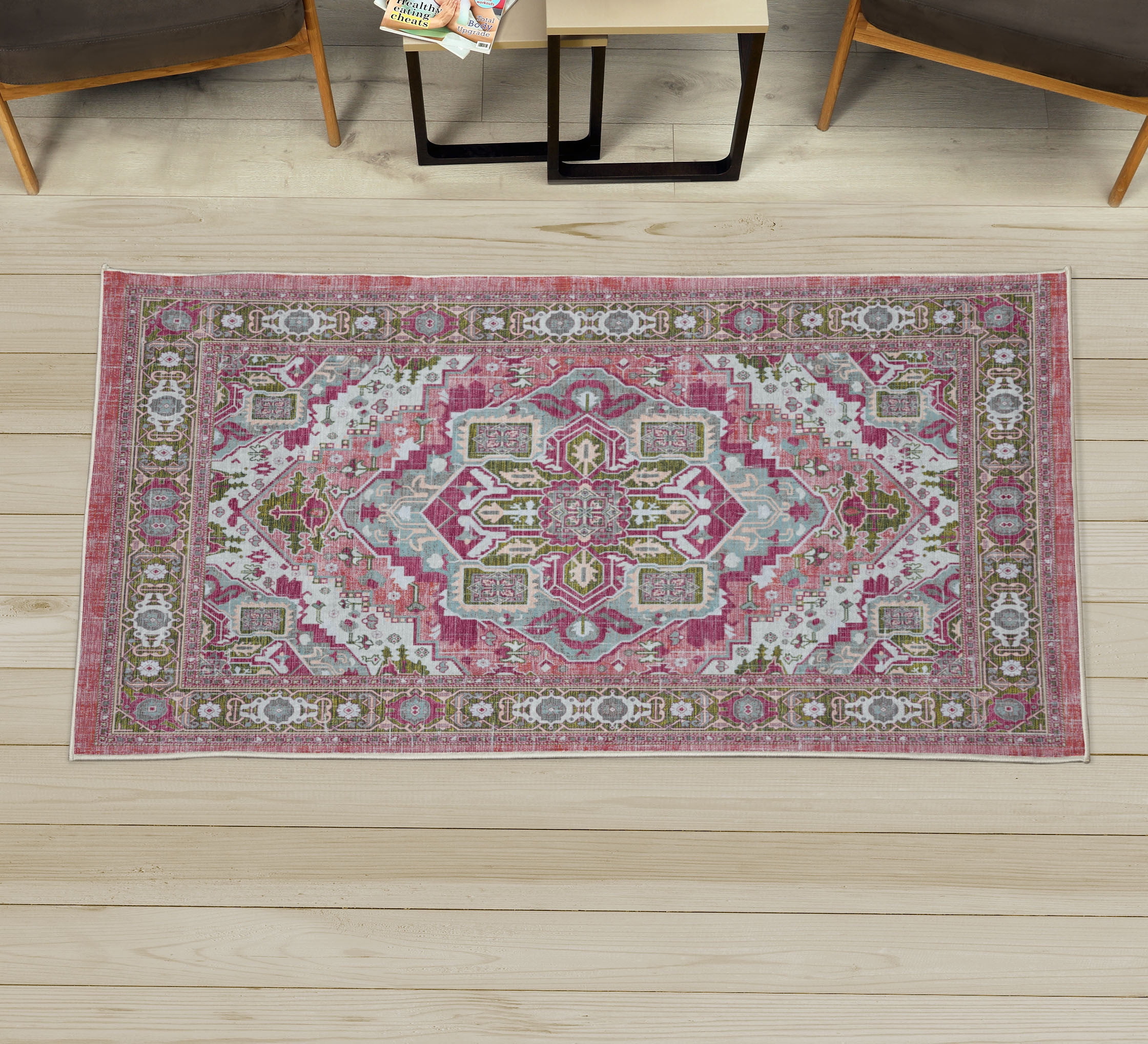 Ethnic Decorative Rug, Bohemian Retro Themed Floral Details Cultural ...