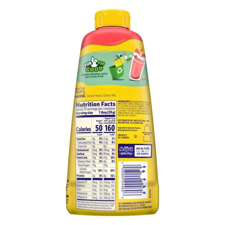 Nestle Nesquik Strawberry Flavored Syrup 22 Oz Plastic