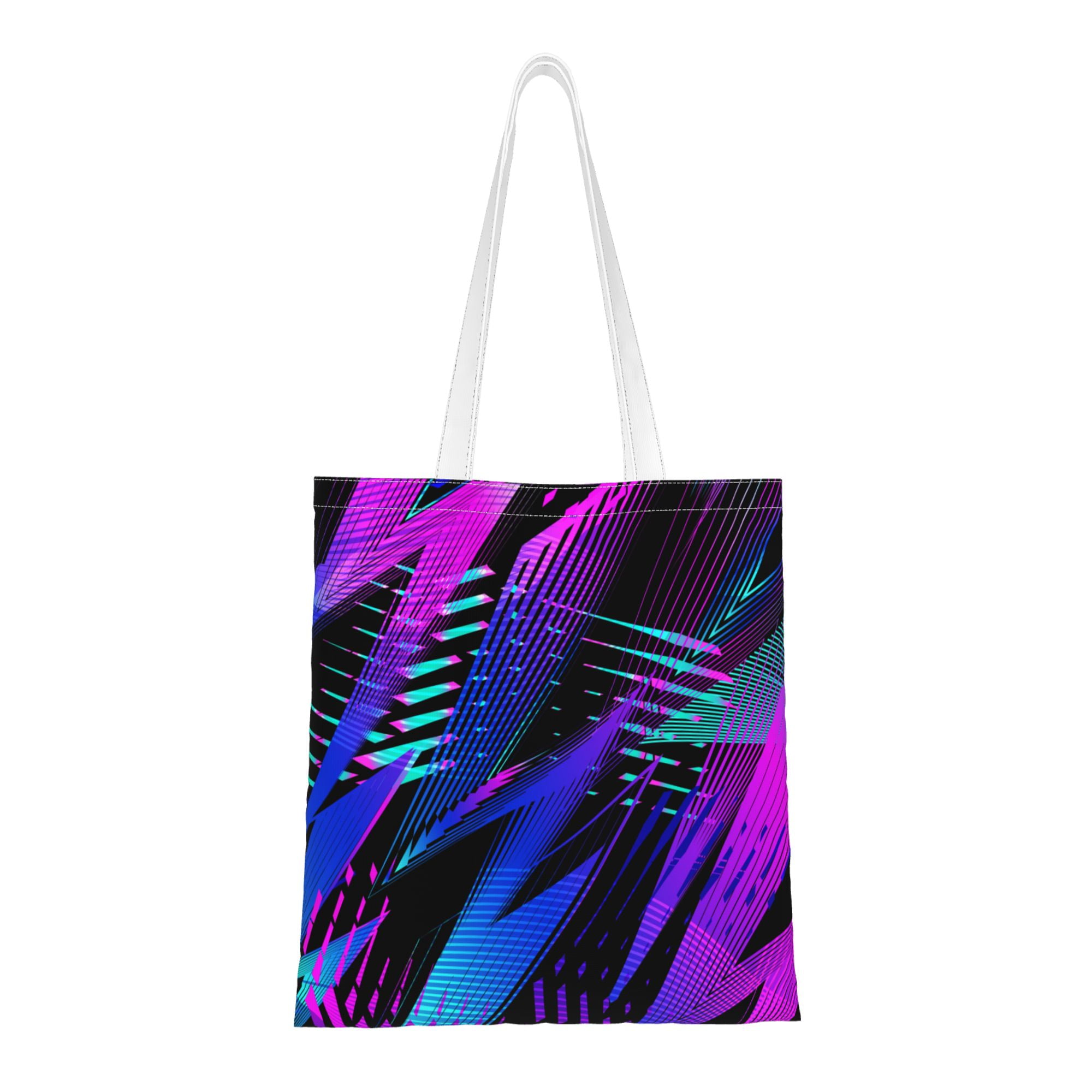 DouZhe Reusable Grocery Bags, Cyberpunk Gradients Texture Lightweight Polyester Canvas Cloth ...