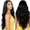 32-Inch Black Wavy Curly Wig for Women - High-Temperature Silk Center ...