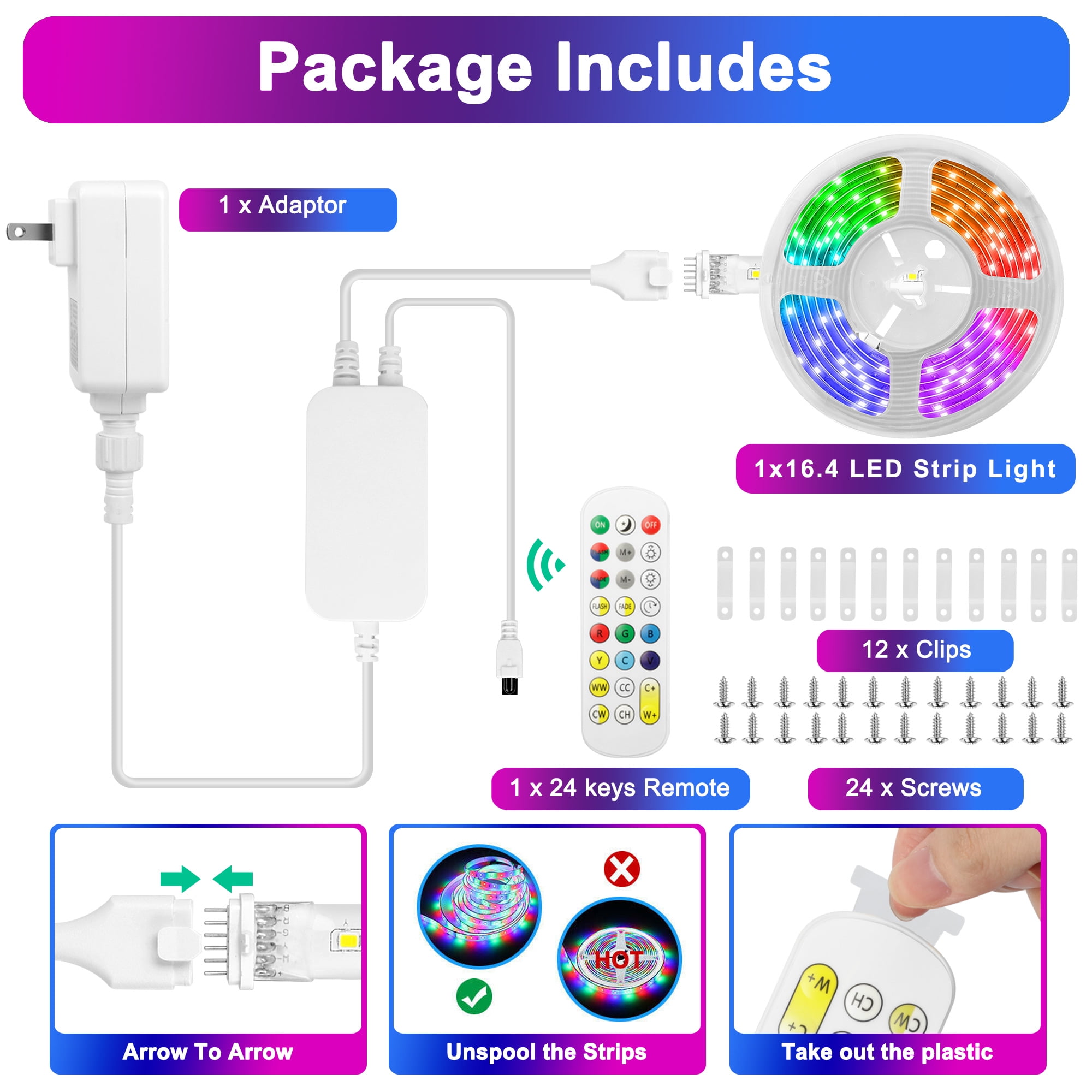 EEEkit 50ft Multi-color LED Strip Lights with Remote Nepal | Ubuy