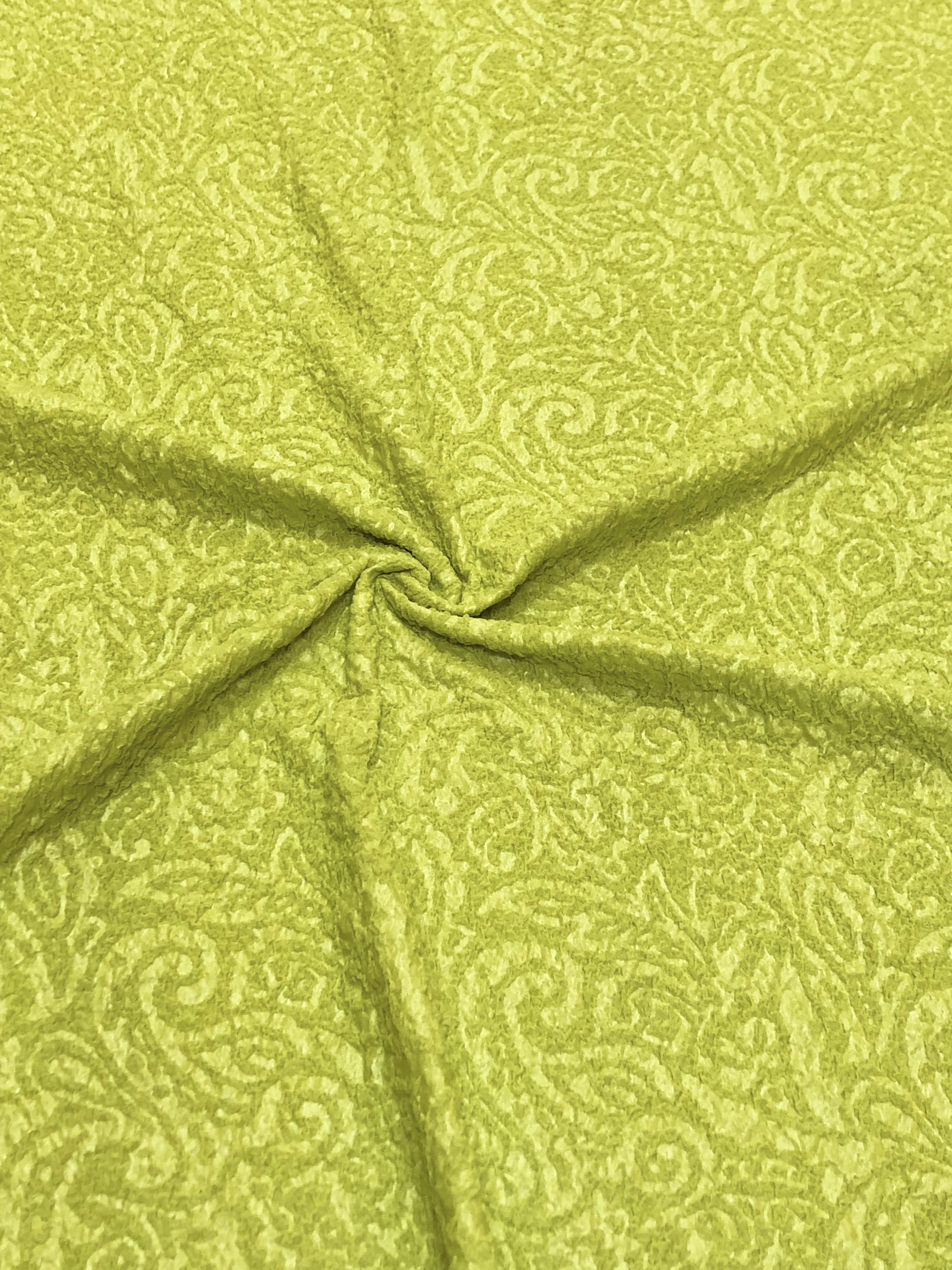 Polyester Spandex Fukuru Embossed Paisley Print w/ Matte Foil Fabric by ...