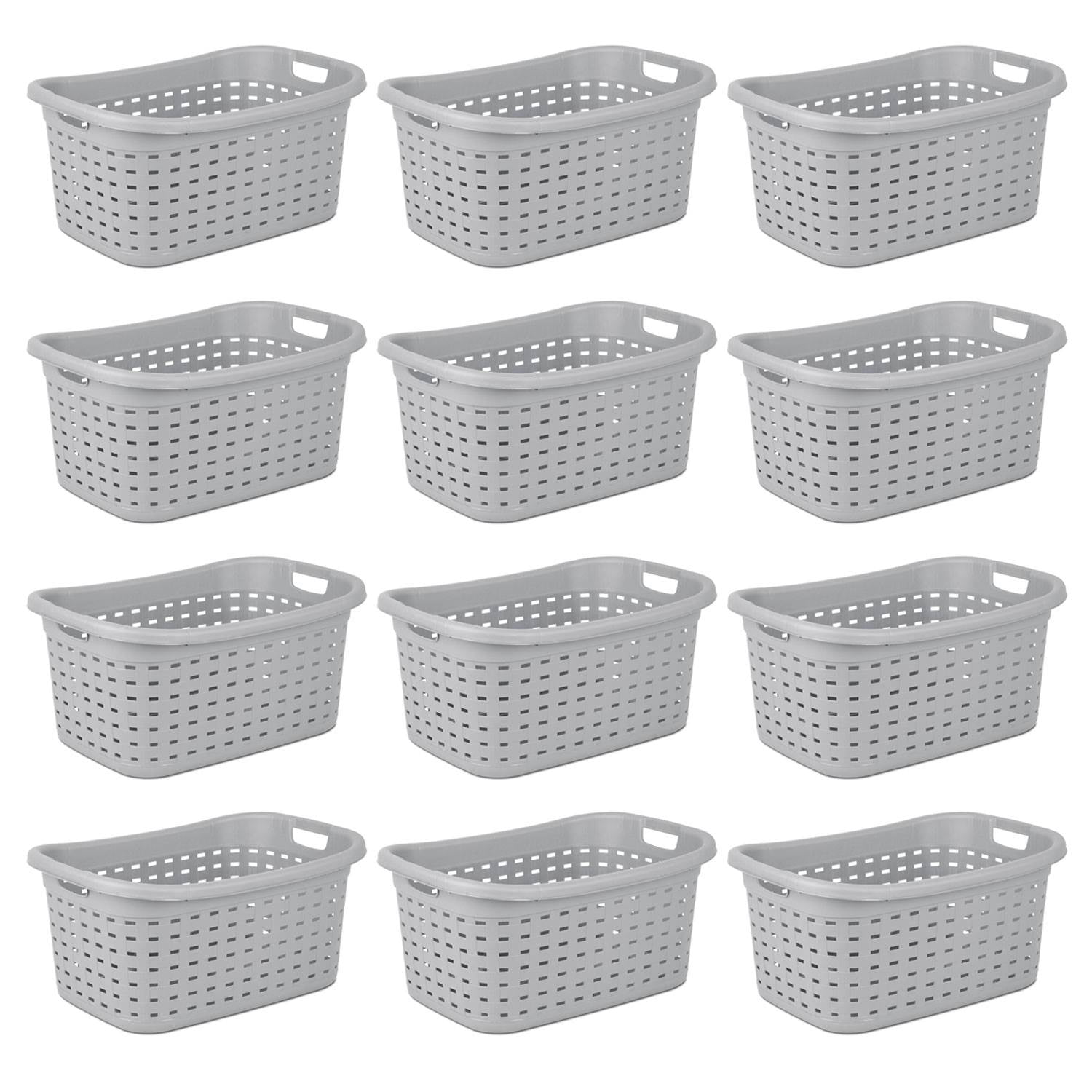 Sterilite Cement Gray Durable Weave Laundry Basket with Wicker Pattern ...