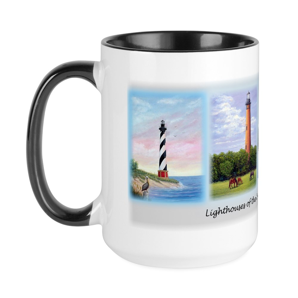 CafePress - Lighthouses Of The Outer Banks Large Mug - 15 oz Ceramic ...
