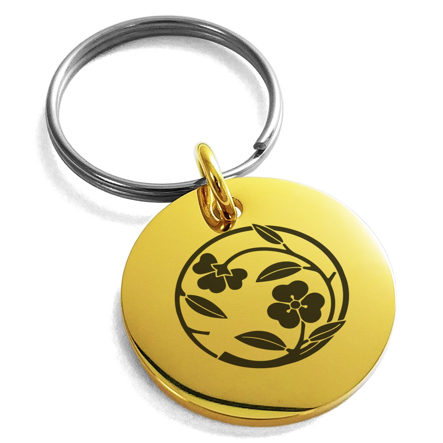 Stainless Steel Kawari Katabami Edamaru Kamon Crest Engraved Small ...