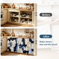 Blue White Abstract Cabinet Curtains 28" W x 35" L, Color Block Modern ...