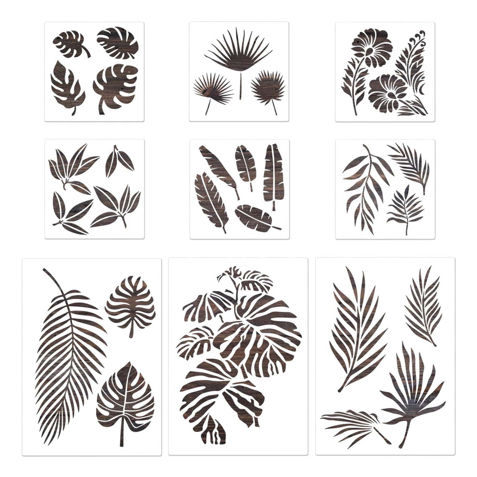 9X Flexible Herb Plant Stencils Flower Leaves Templates for DIY Art ...