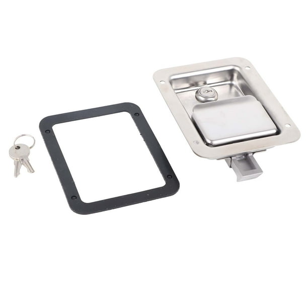 Flush Mount Paddle Door Latch Weatherproof 304 Stainless Steel Toolbox Lock with 2 Keys for RVs ...