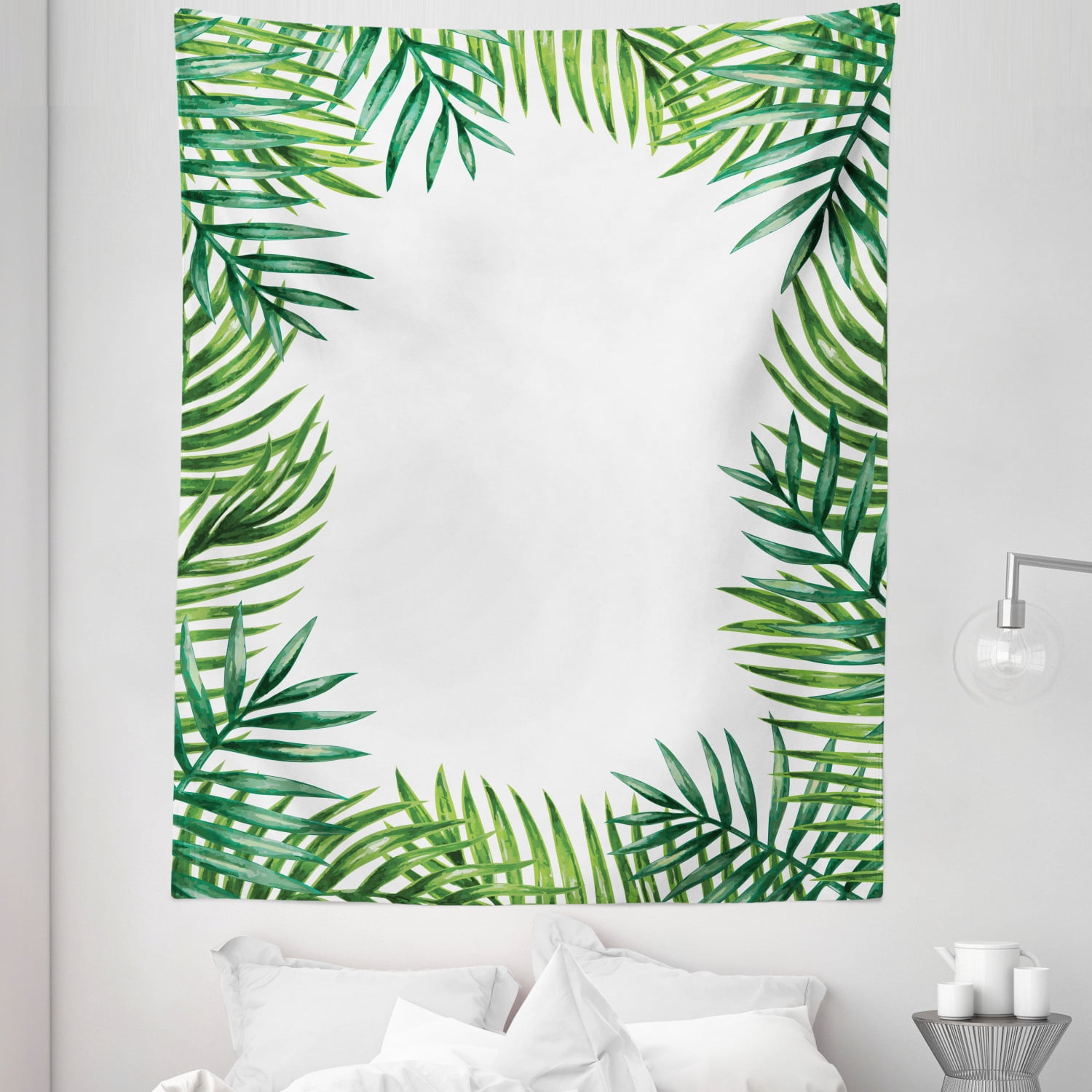 Green Leaf Tapestry, Frame with Fresh Leaves Botanical Natural Art ...