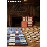 ALEF HOME, Geometric Rug, Nonslip, Art Deco, Tufted, Multicolor, Blue ...