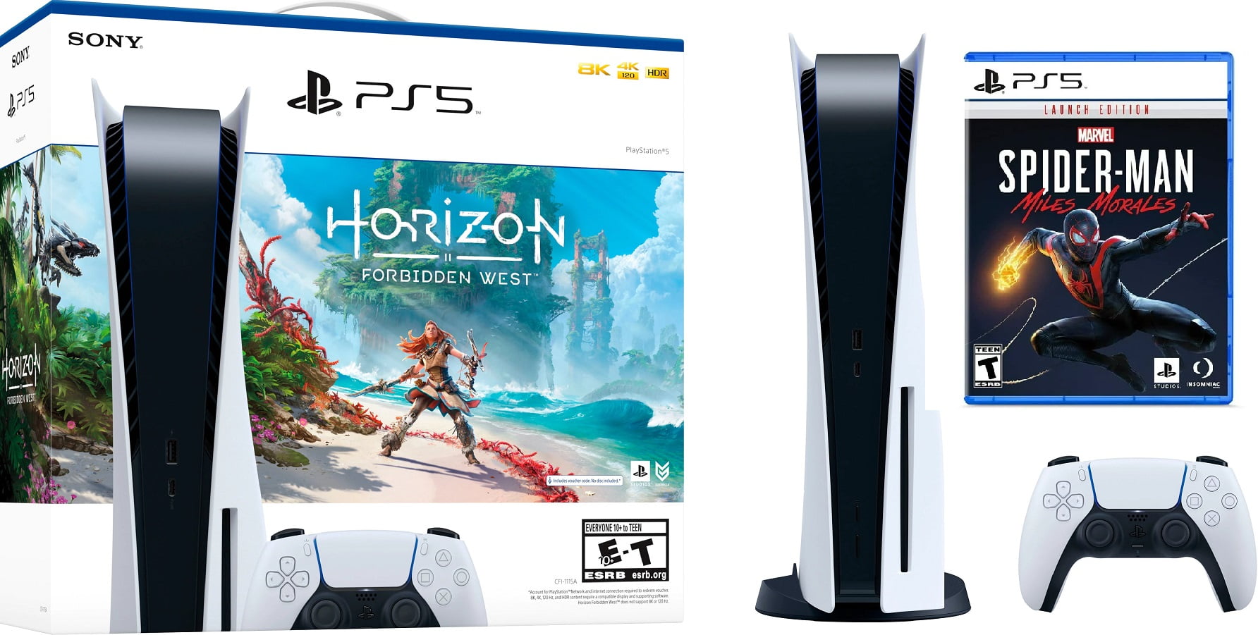 PlayStation 2022 New Horizon Forbidden West Bundle Disc Version Bundle with Spider-Man: Miles ...