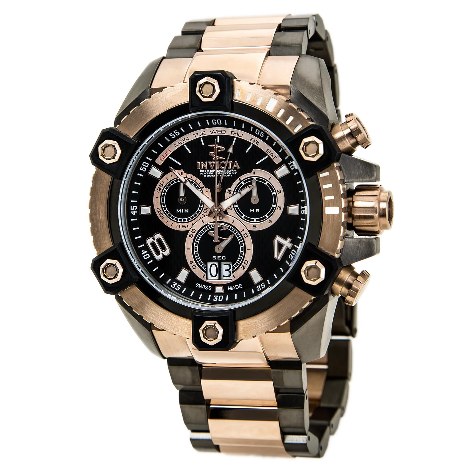 Invicta Men's 13046 Reserve Arsenal Gunmetal & Rose Gold Bracelet ...