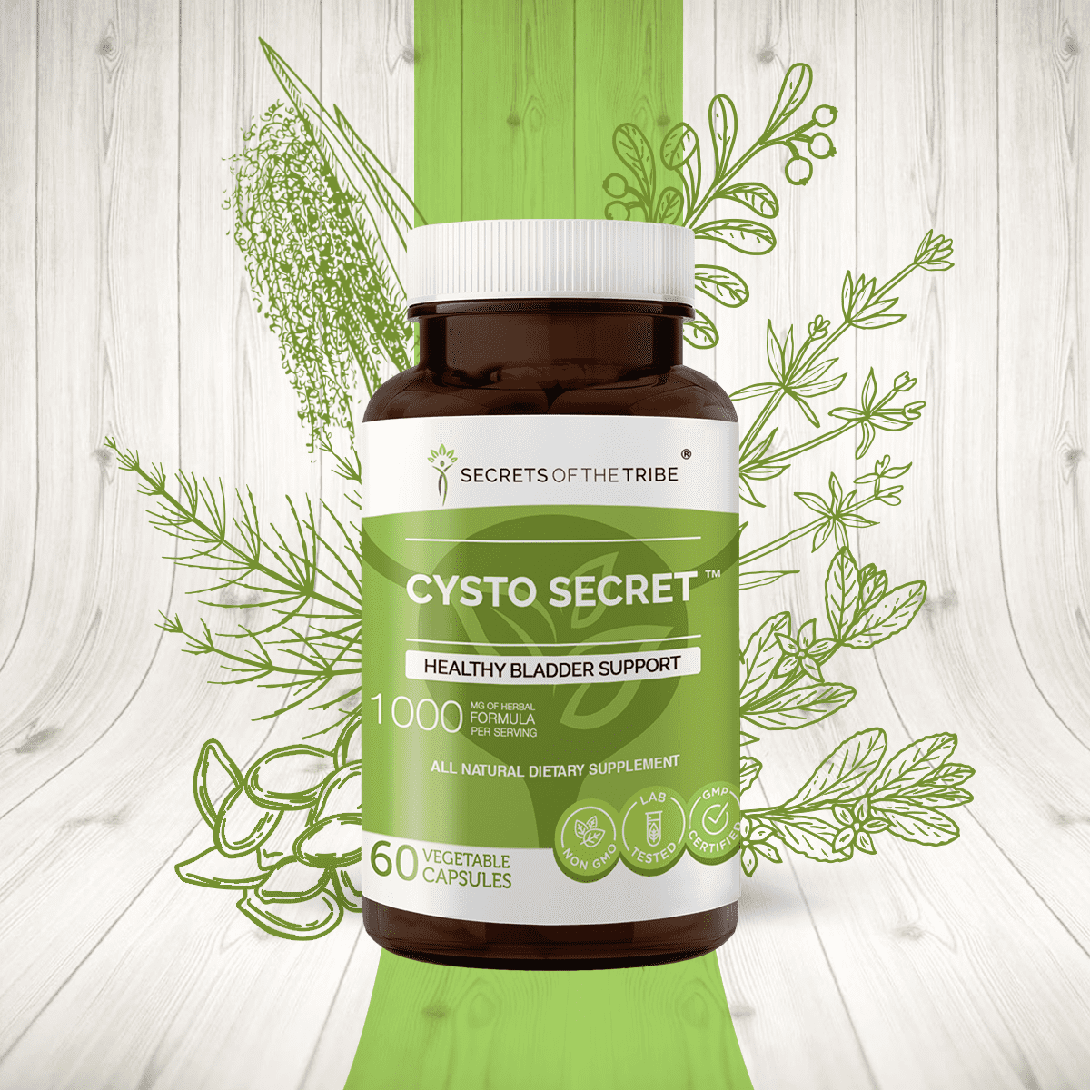 Cysto Secret 60 Capsules, 500 mg, Corn Silk, Cleavers, Horsetail, Uva ...