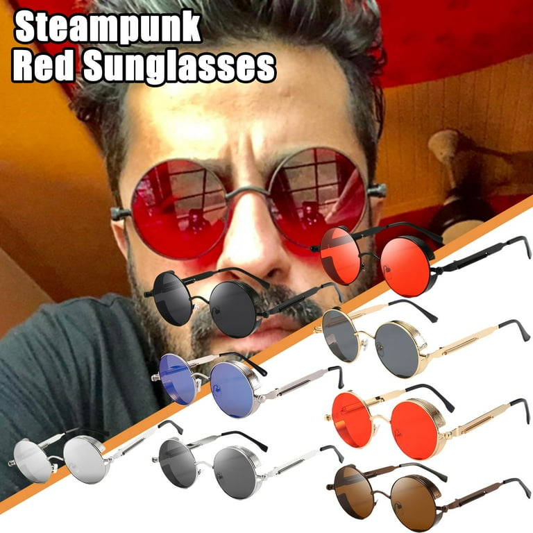 Round Red Sunglasses Men