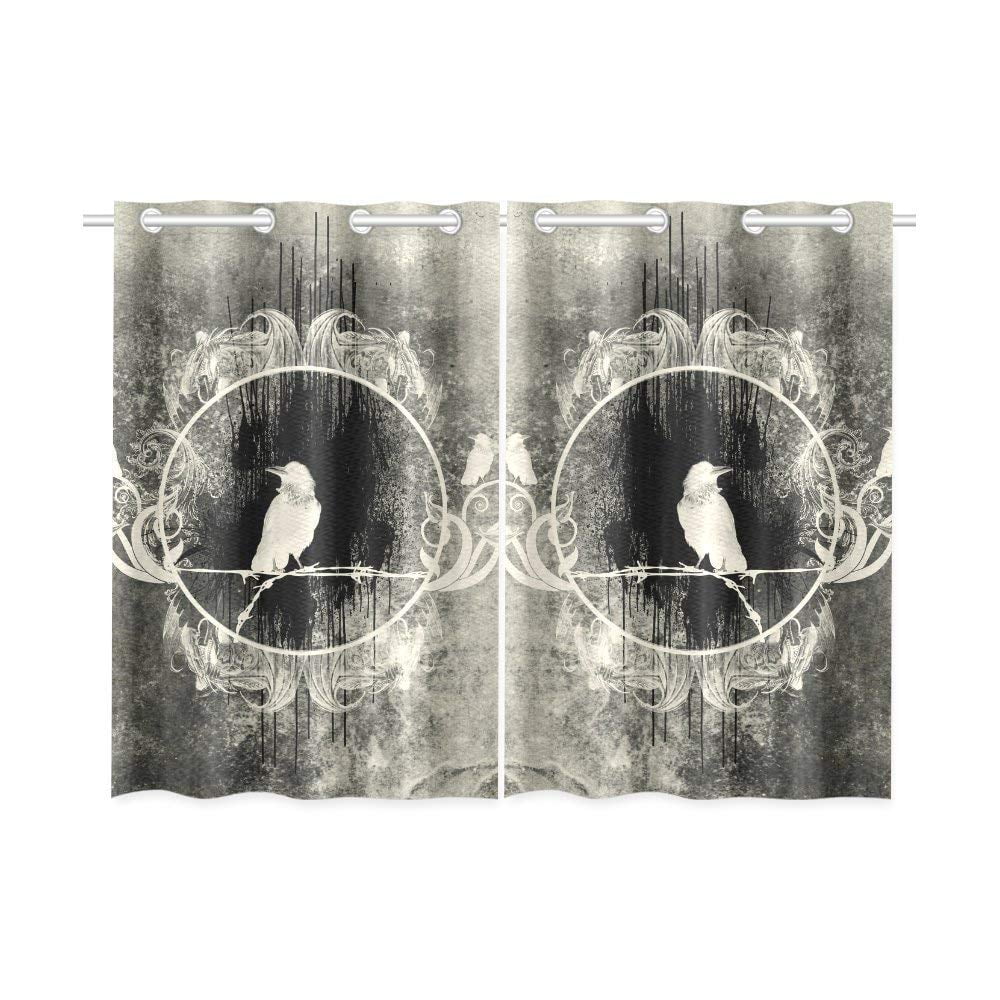 CADecor The Crow With Flowers, Vintage Design Window Curtain Window ...