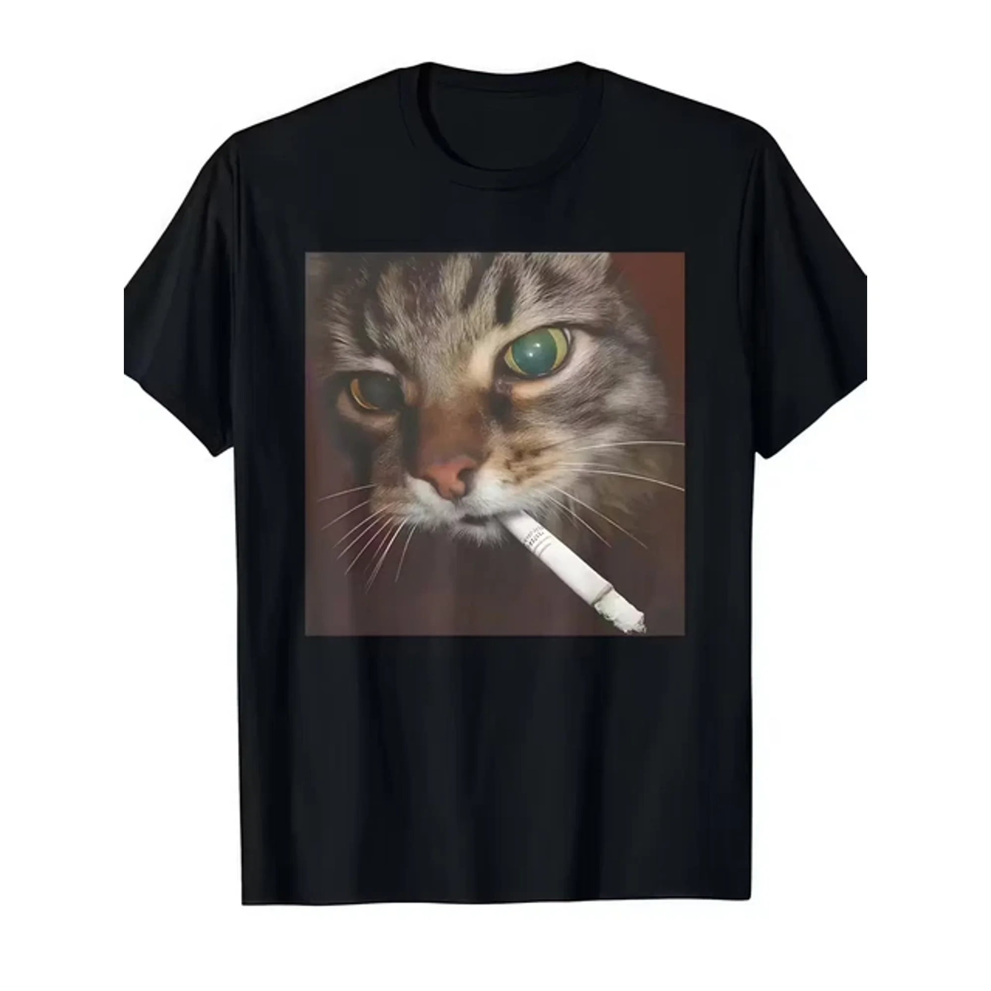 Click here for Pegacle Funny Smoking Cat Polyester Graphic Crew N... prices